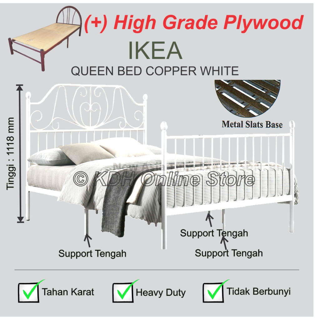 🔥Lompat Pun X Patah🔥IKEA🔥READY STOCK🔥Queen Bed Katil Besi Queen Murah ...