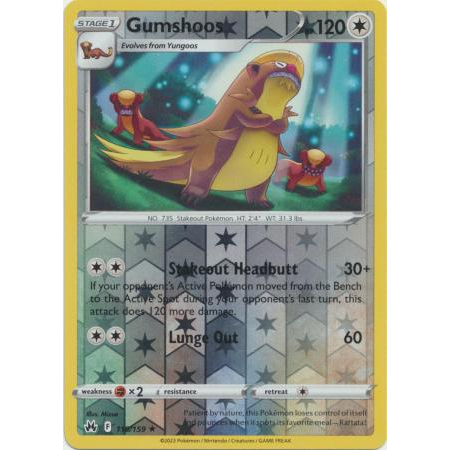 [Pokemon Cards] Gumshoos - 118/159 - Rare Reverse Holo (Crown Zenith ...