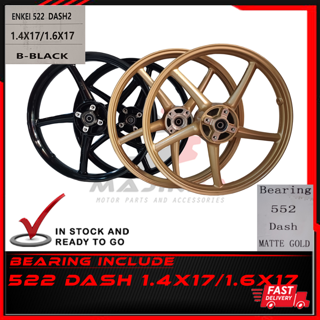 SPORT RIM ENKE1 5 BATANG FULL CHOP DASH MATT BLACK GOLD 522 552 5L Cast ...