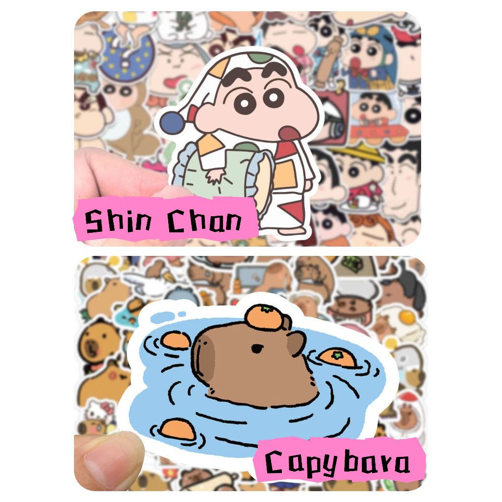 100pcs Shin Chan / Capybara Sticker Set Waterproof Matte Finish ...