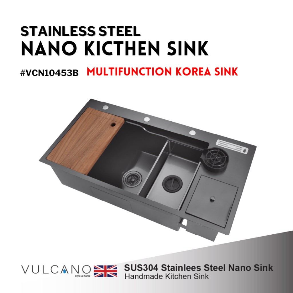 VULCANO Nano Stainless Steel Multifunction Korea Sink - VCN10453B ...