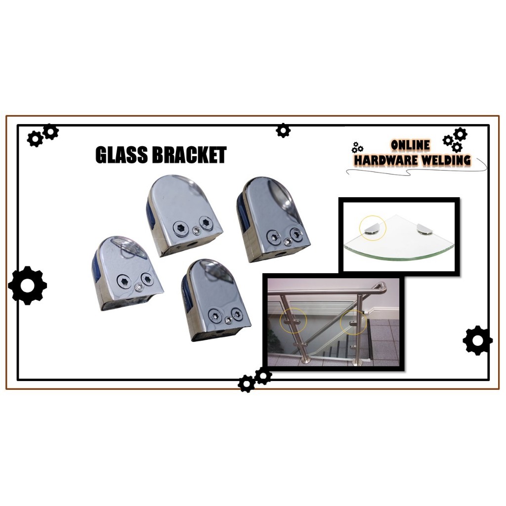 FLAT / ARC Glass Bracket Holder Glass Clip Glass Clamb Clip Pengapiy ...