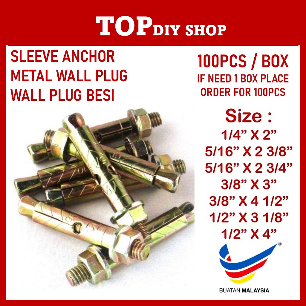 Sleeve Anchor Metal Wall Plug Screw Wall Plug Besi Skru Wall Screw Skru ...