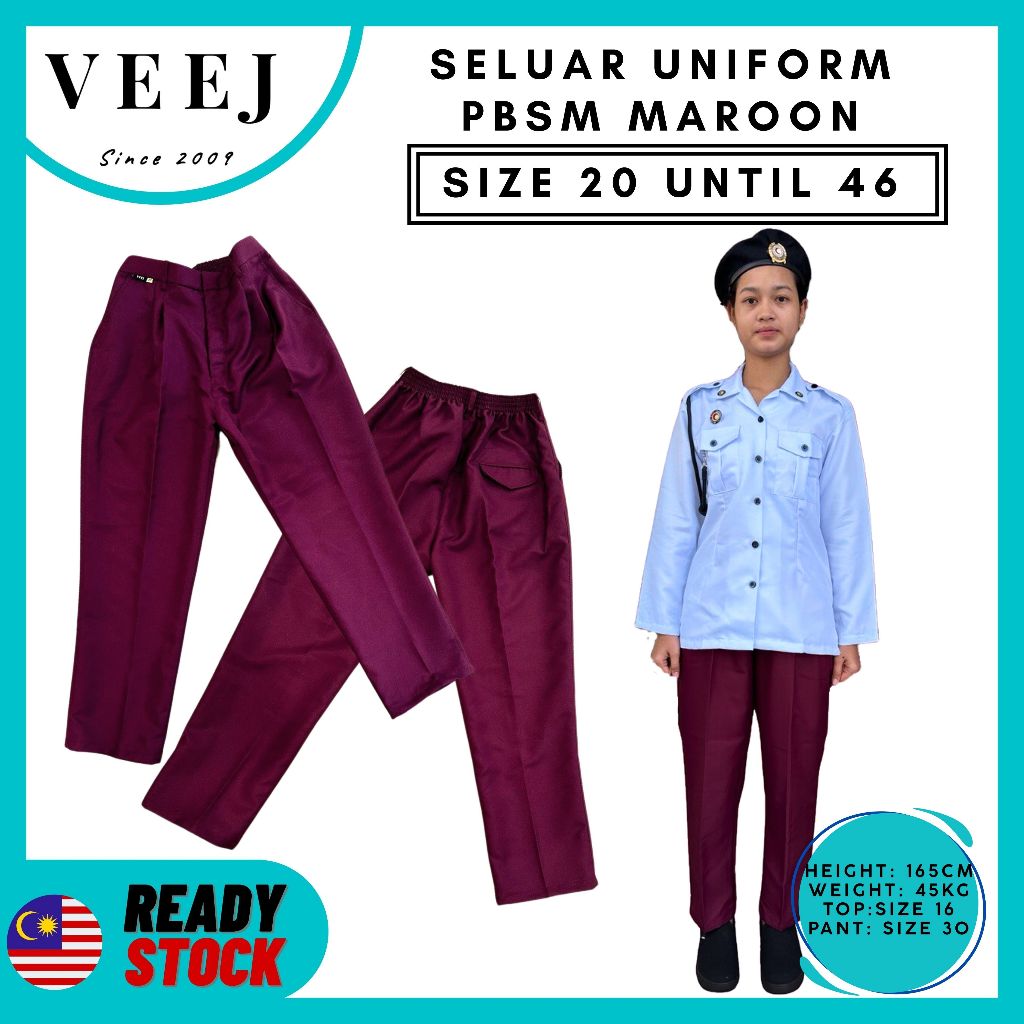 SELUAR PBSM BARU SELUAR MAROON UNISEX SELUAR MAROON SELUAR PERSATUAN ...