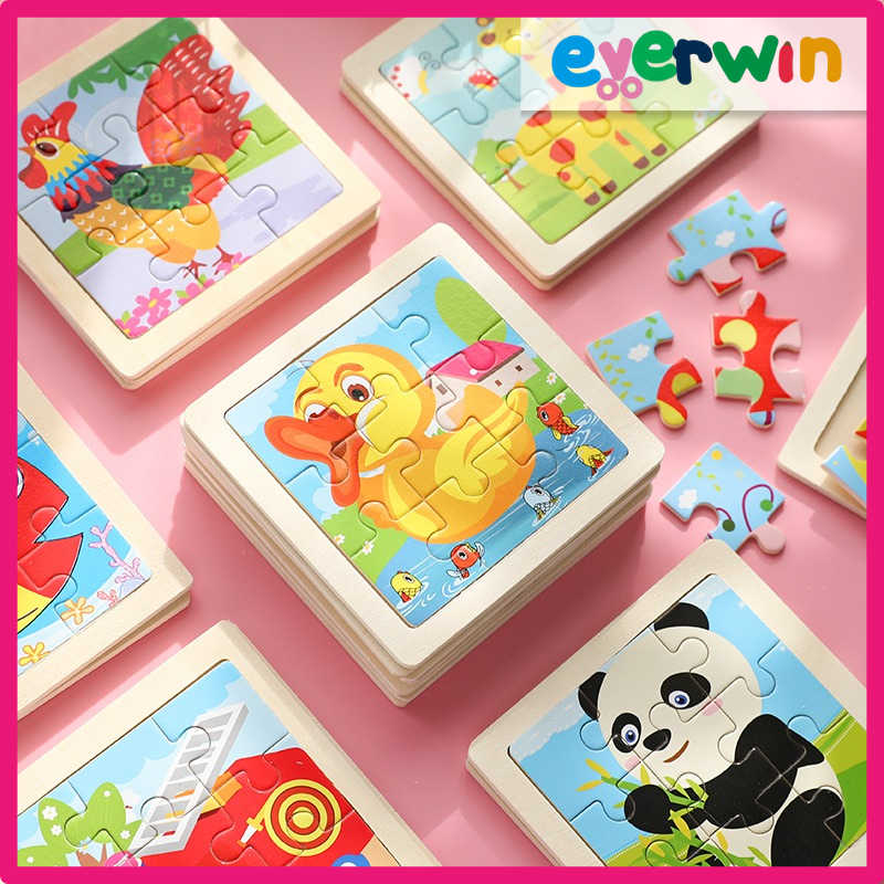【EWW】9pcs Wooden Cardboard Animals/Vehicles Jigsaw Montessori Learning ...