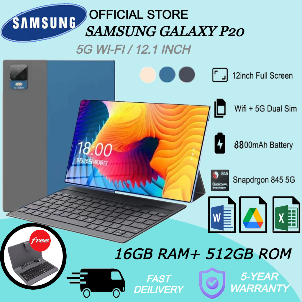 2024 5G Tablet Samsung Galaxy P20 12 Inch Tablet 16GB+512GB Learning ...