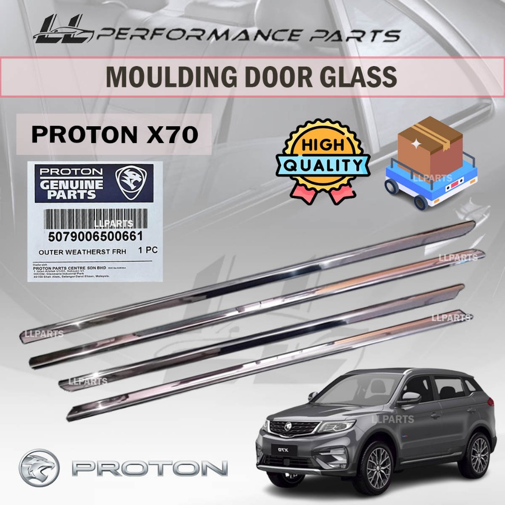 Original Proton X70 Chrome Door Moulding Lining Rubber Outer Glass ...