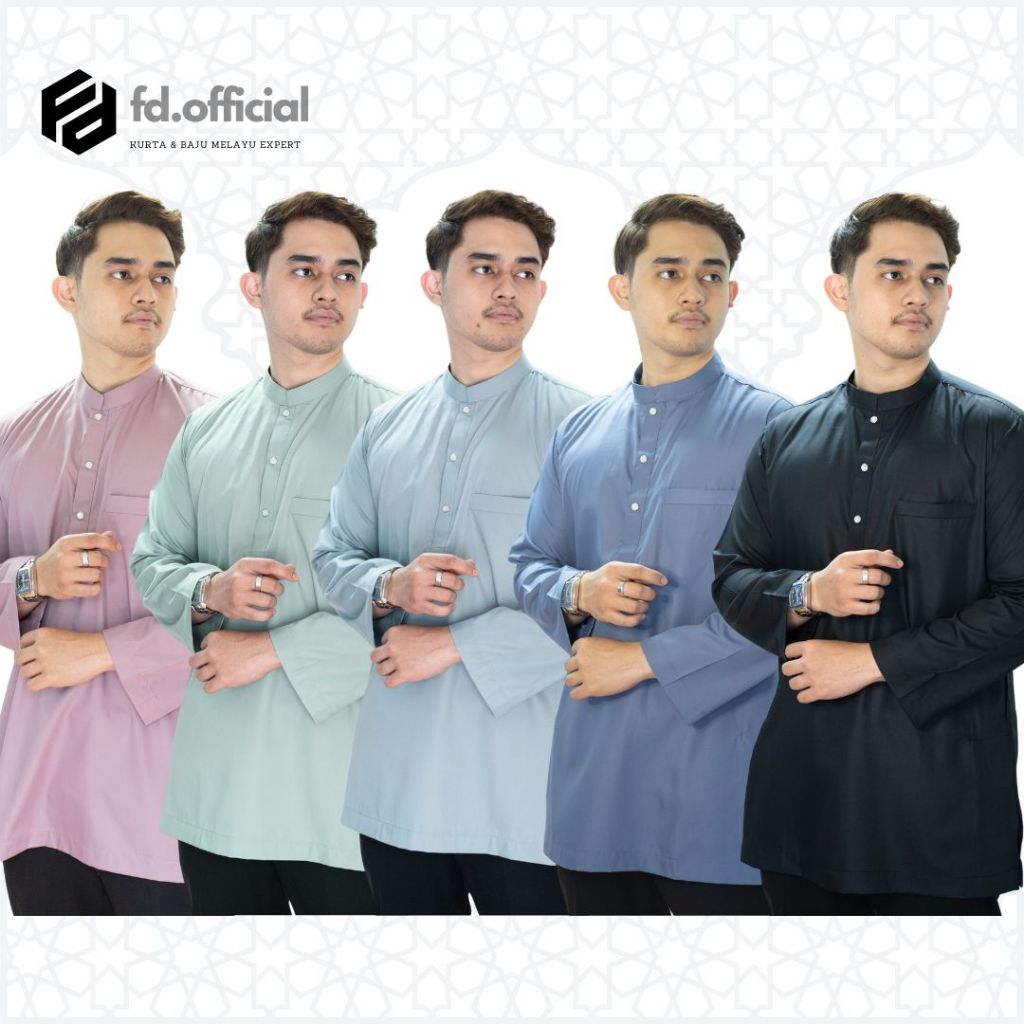fd.official Razee Kurta 2.0 Lelaki Dewasa Berkolar Premium Cotton ...