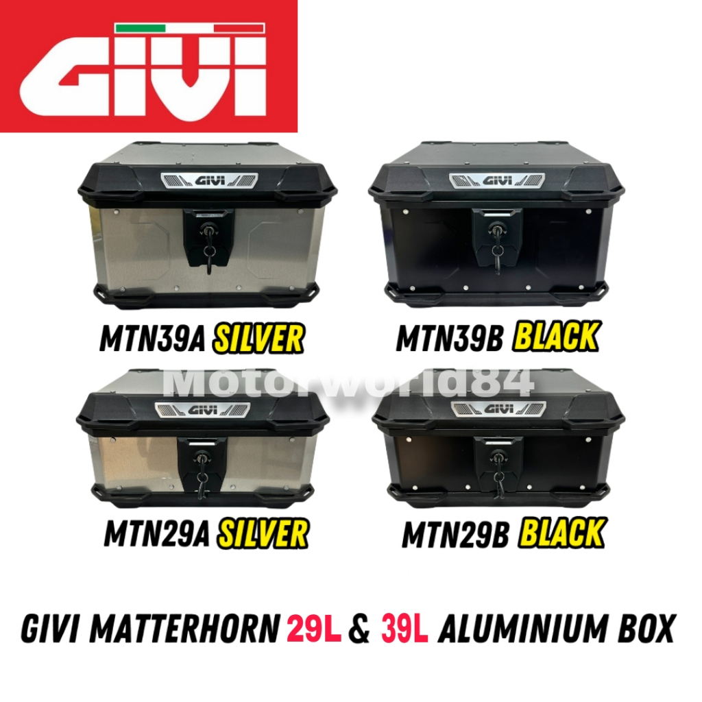 BOX GIVI 39LITRE 28LITRE BLACK SILVER VERSION GIVI BOX ALLUMINUM 100% ...