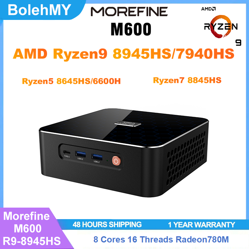 Morefine M600 Ryzen9 8945HS/7940HS R7-8845HS R5-8645HS/6600H DDR5 PCie4.0 Thunderblot Gaming ...