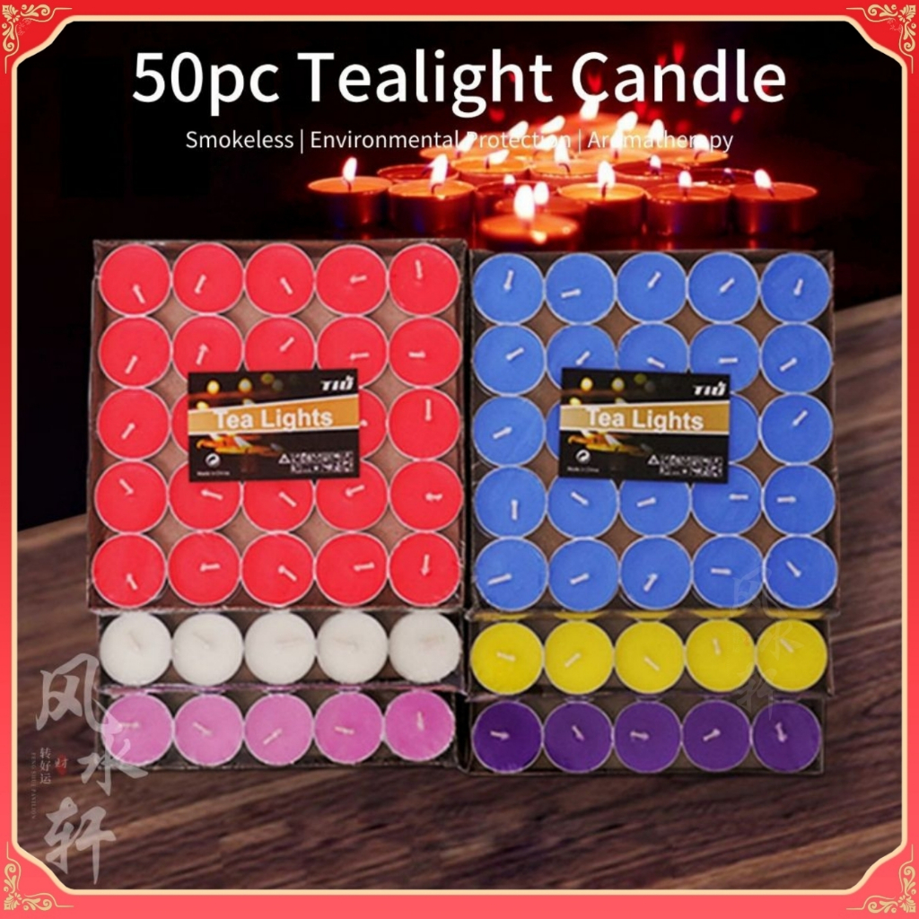 50Pcs Tealight Candle Lilin Burner Putih Merah Hijao Kuning Yellow ...