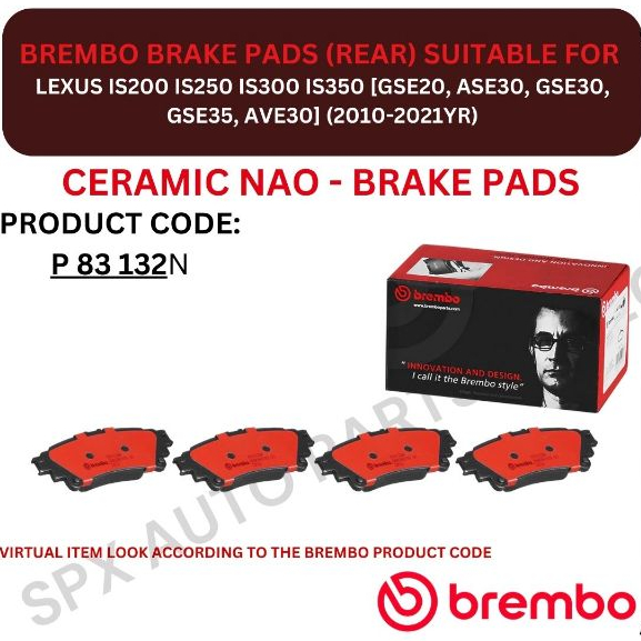 BREMBO GENUINE DISC BRAKE PAD (REAR) FOR LEXUS IS200 IS250 IS300 IS350 ...