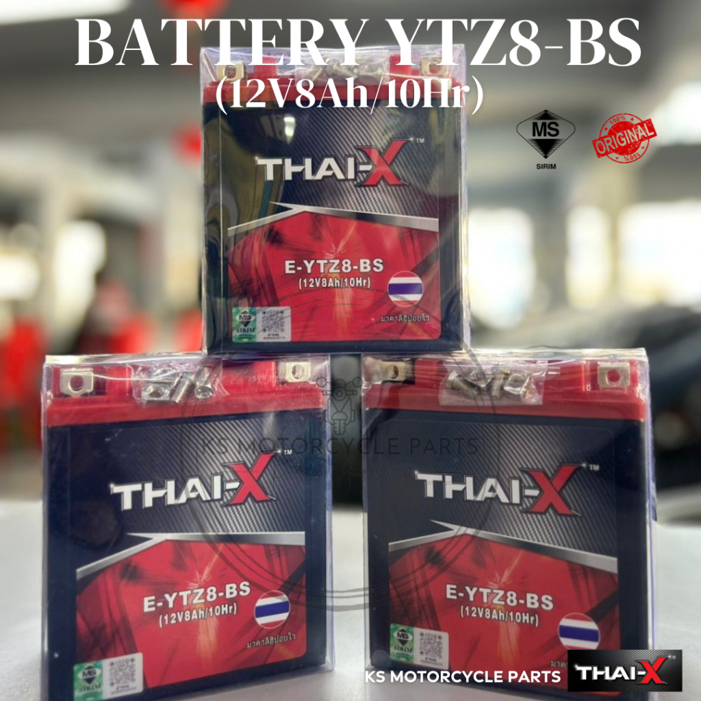 [New Stock] THAI-X BATTERY YTZ8-BS（12V8Ah/10Hr ) NVX/R25/MT25/XMAX ...