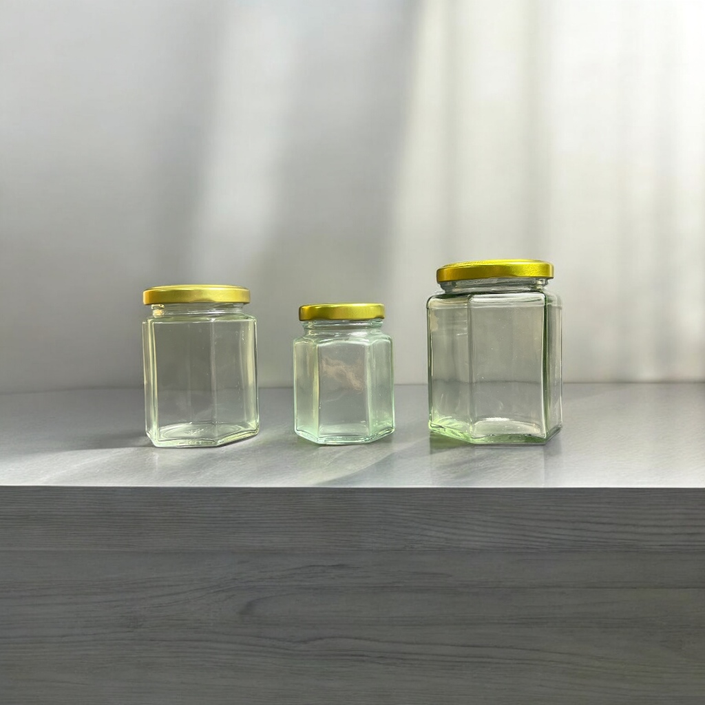Hex Glass Jar (100ml, 180ml, 270ml) | Shopee Malaysia