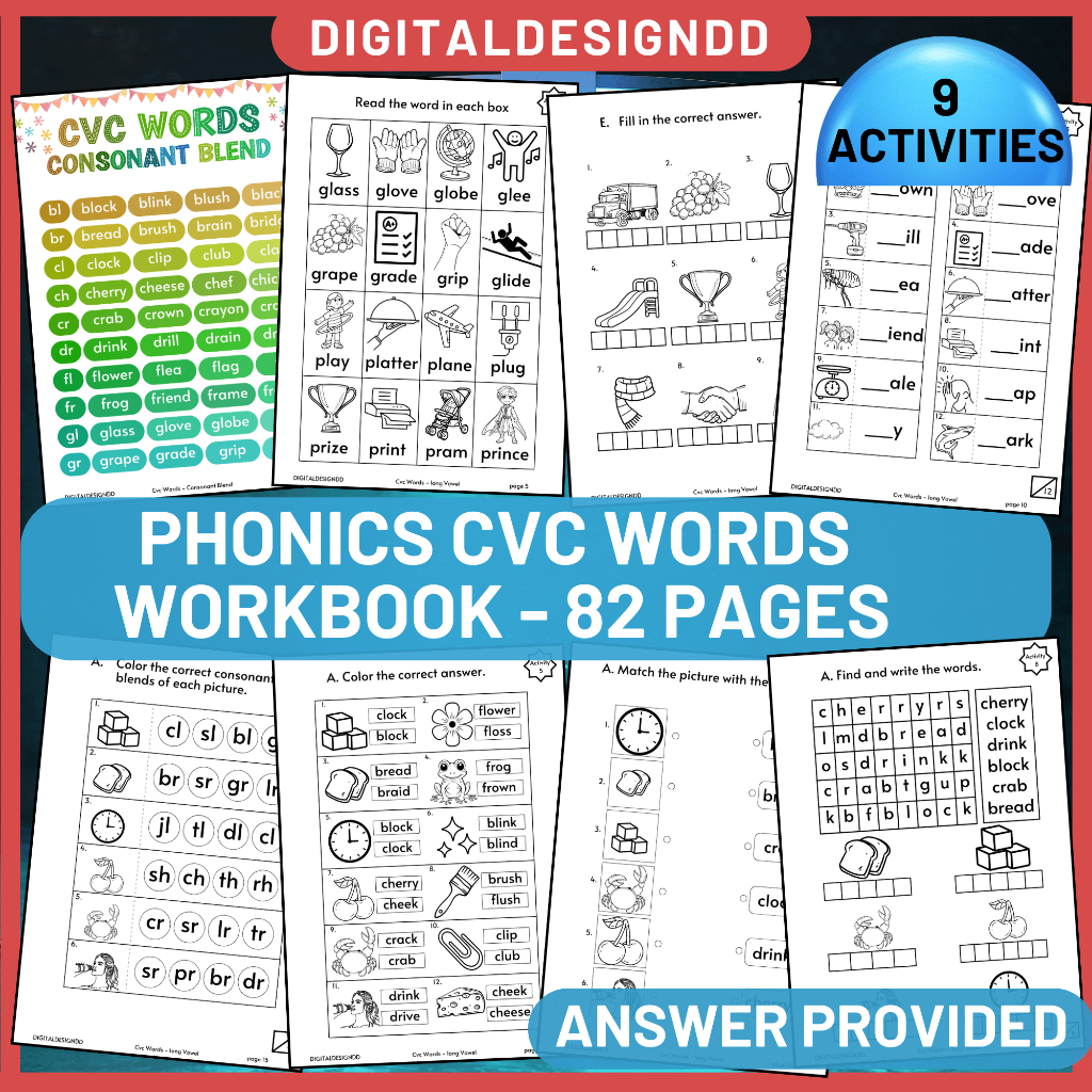 PDF Phonics CVC Words English Worksheet Consonant blend kids activities ...