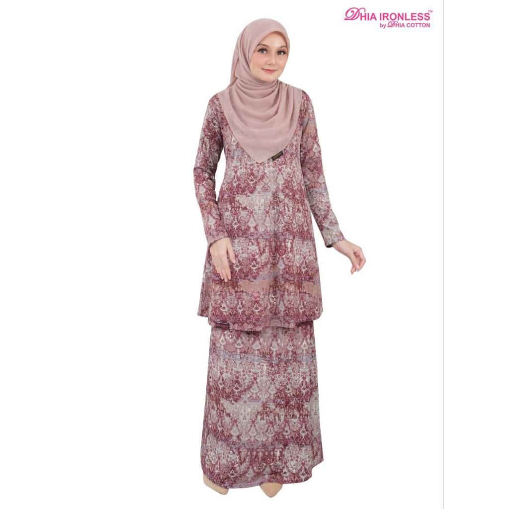 Dhia Cotton New Release Baju Kurung Dhia Ironless Set 407 | Shopee Malaysia