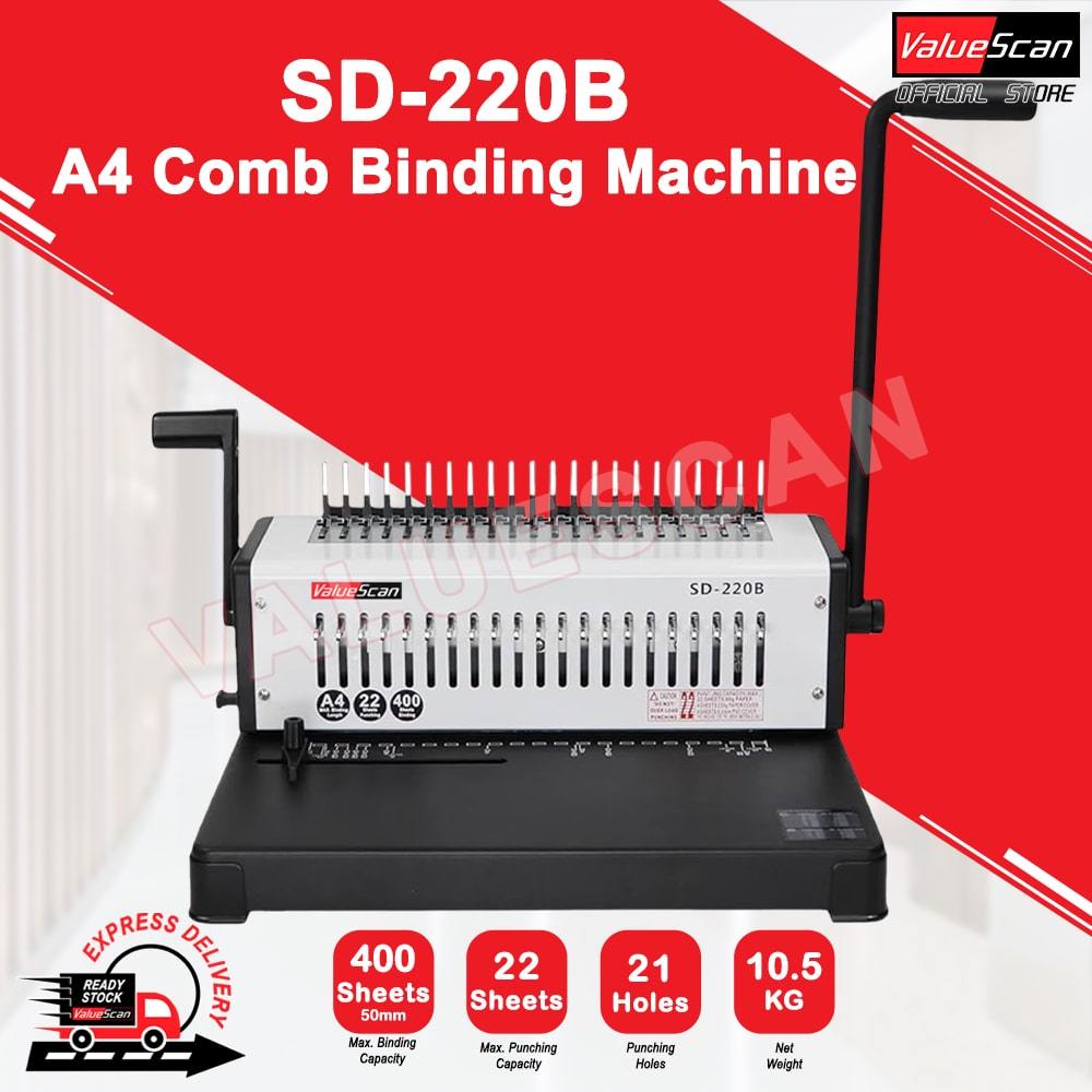 Valuescan SD-220B Comb Binder Heavy Duty Binding Machine A4 | Shopee Malaysia