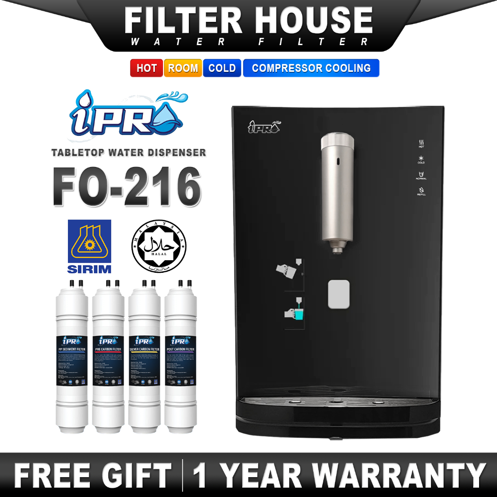 IPRO Tabletop Water Dispenser Hot Room Cold Water Purifier FO-216T ...