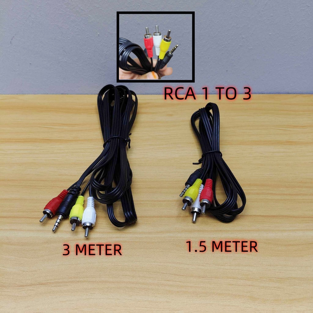 RCA 1 TO 3 / 1.5M / 3M TV DVD PLAYER VIDEO & AUDIO CABLE CONVERTER RED ...