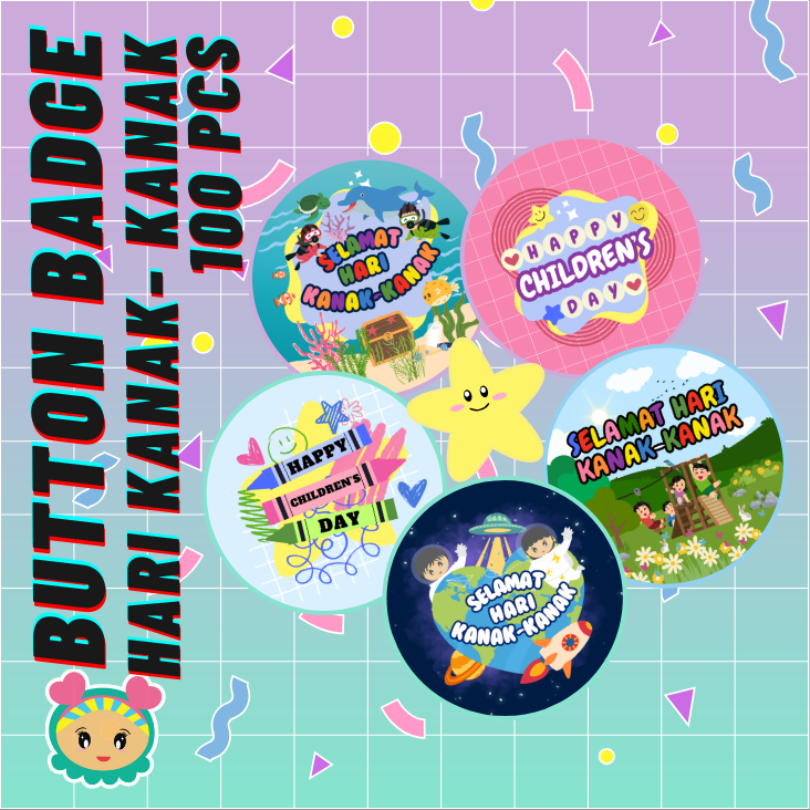 BUTTON BADGE HARI KANAK2/ MERDEKA 100PCS (BOLEH MIX) | Shopee Malaysia