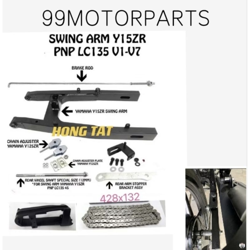 YAMAHA Y15 Y15ZR SWING ARM STANDARD MODIFY LC135 ARM Y15ZR PNP LC135 Lc 4s 4speed v1 v2 v3 v4 v5 ...