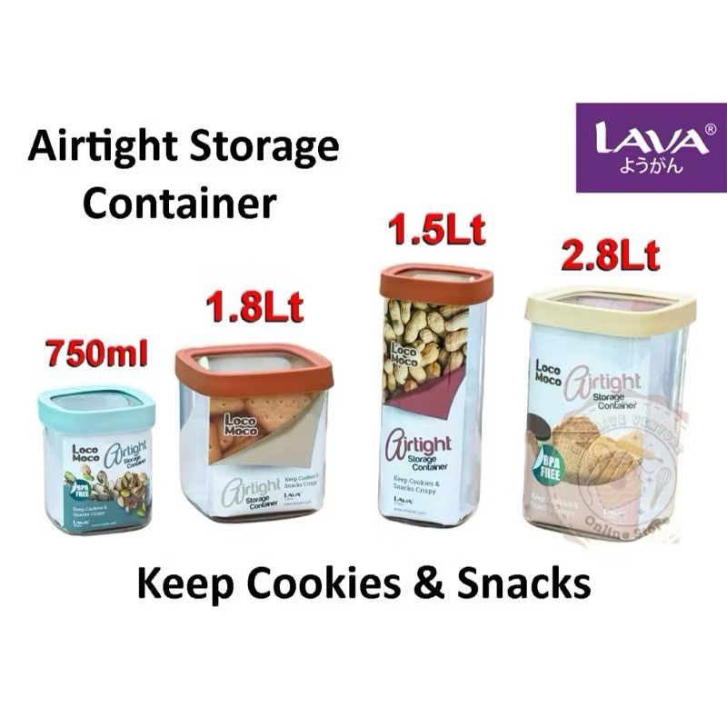 LAVA Stackable Airtight Transparent Food Storage Container Kitchen ...