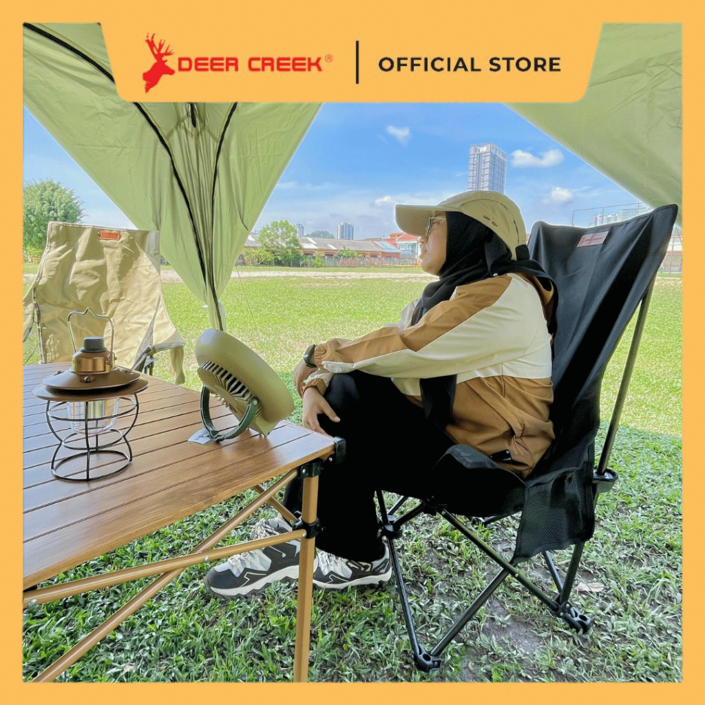 Deer Creek Folding Chair High Back With Arm Rest Khaki/Black | Shopee ...