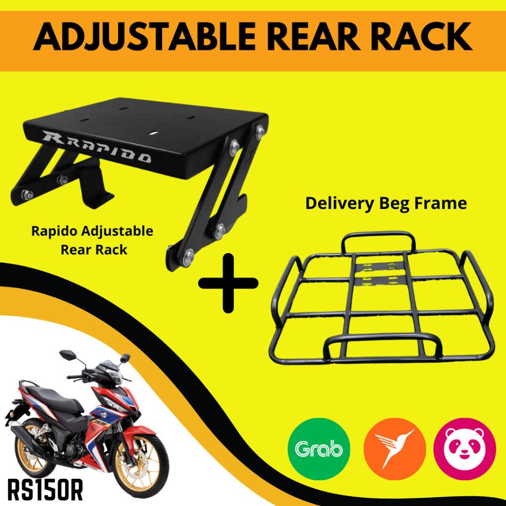 [READY STOCK] RS150R RAPIDO ADJUSTABLE REAR RACK WITH DELIVERY/COURIER ...
