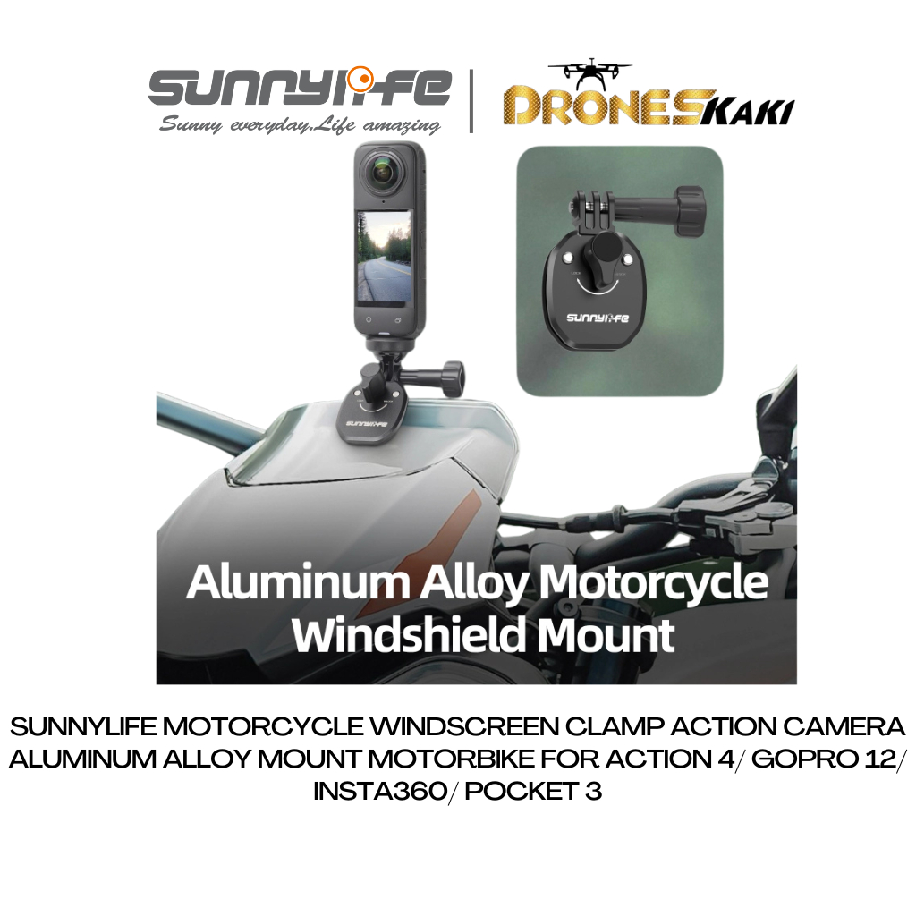 Sunnylife Motorcycle Windscreen Clamp Action Camera Aluminum Alloy ...