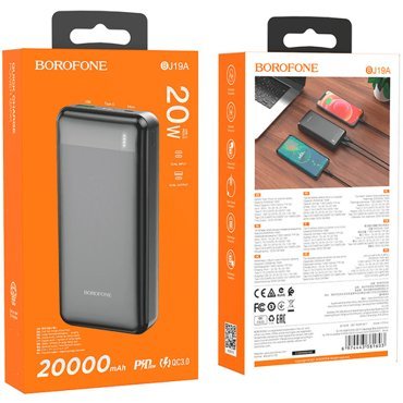 BOROFONE BJ19A INCREDIBLE PD20W+QC3.0 POWERBANK (20000mAh), BLACK ...