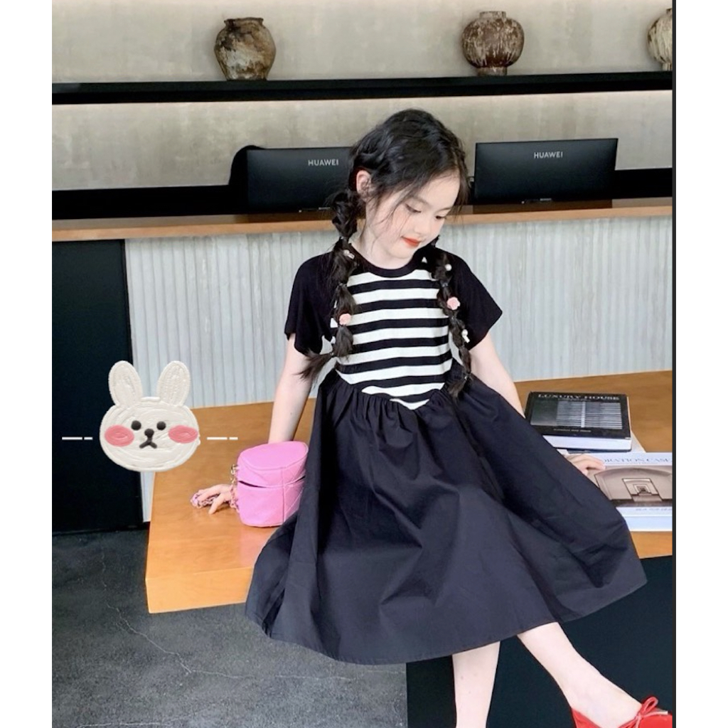 8-28kg Kid Girls Short Sleeve Beautiful Striped Dress 1-8 years old ...