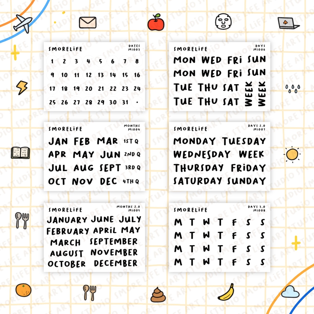 Mini functional planner icon sticker | days, weeks, months | mi003 ...