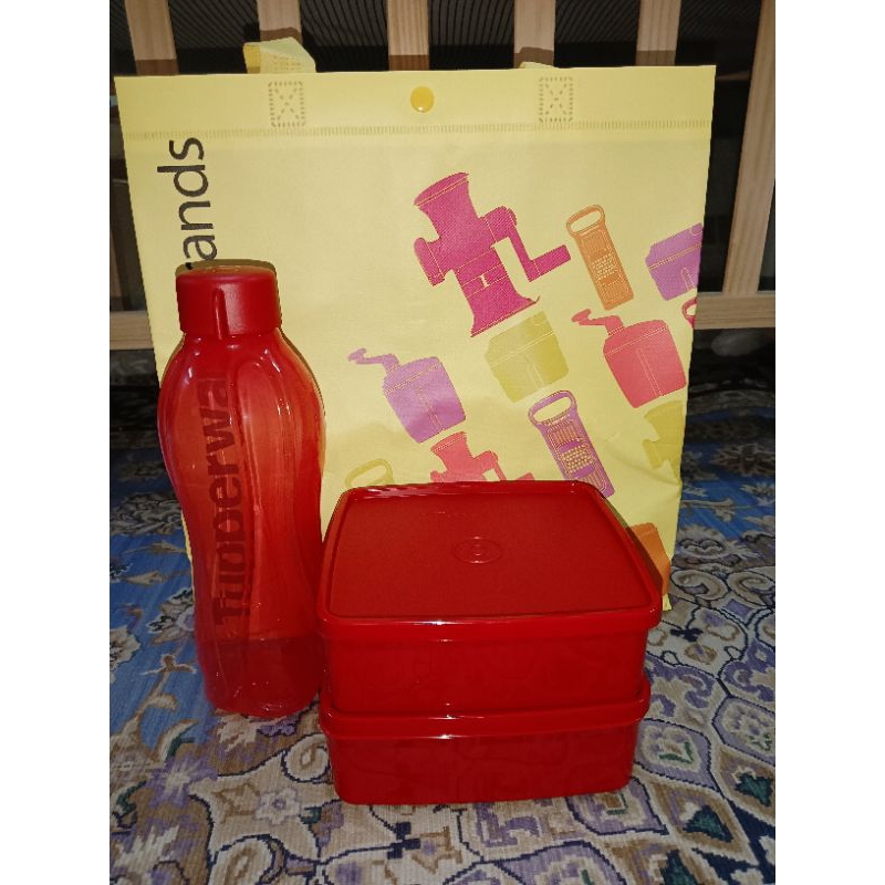 set jimat, Tupperware kit bag(BEG, BOTTLE 750ML& LARGE SQ AWAY 620ML ...