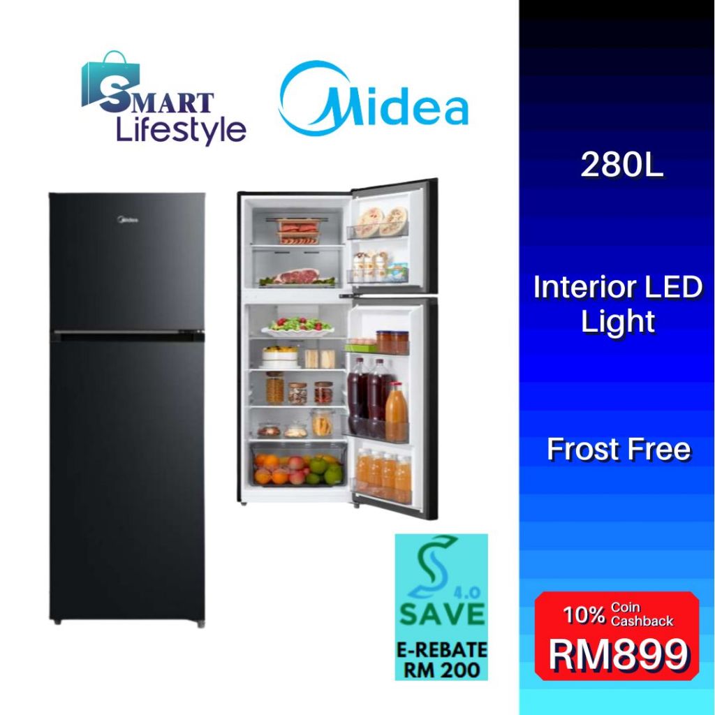 《Save 4.0》Midea 280L 2 Door Refrigerator MDRT345MTB30 | Shopee Malaysia