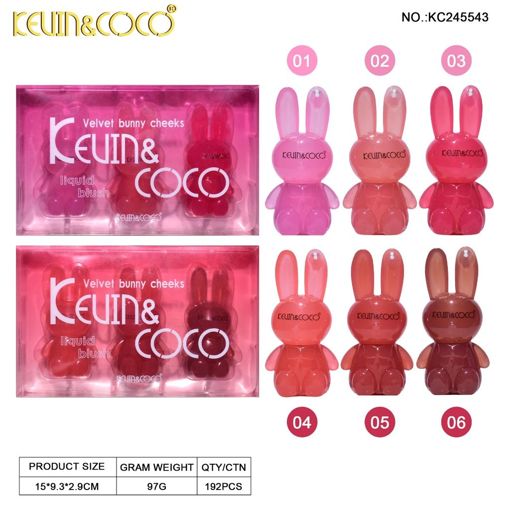 KEVIN&COCO 1 Set 3 Color Velvet Bunny Cheeks Lip & Cheek Gloss Set ...