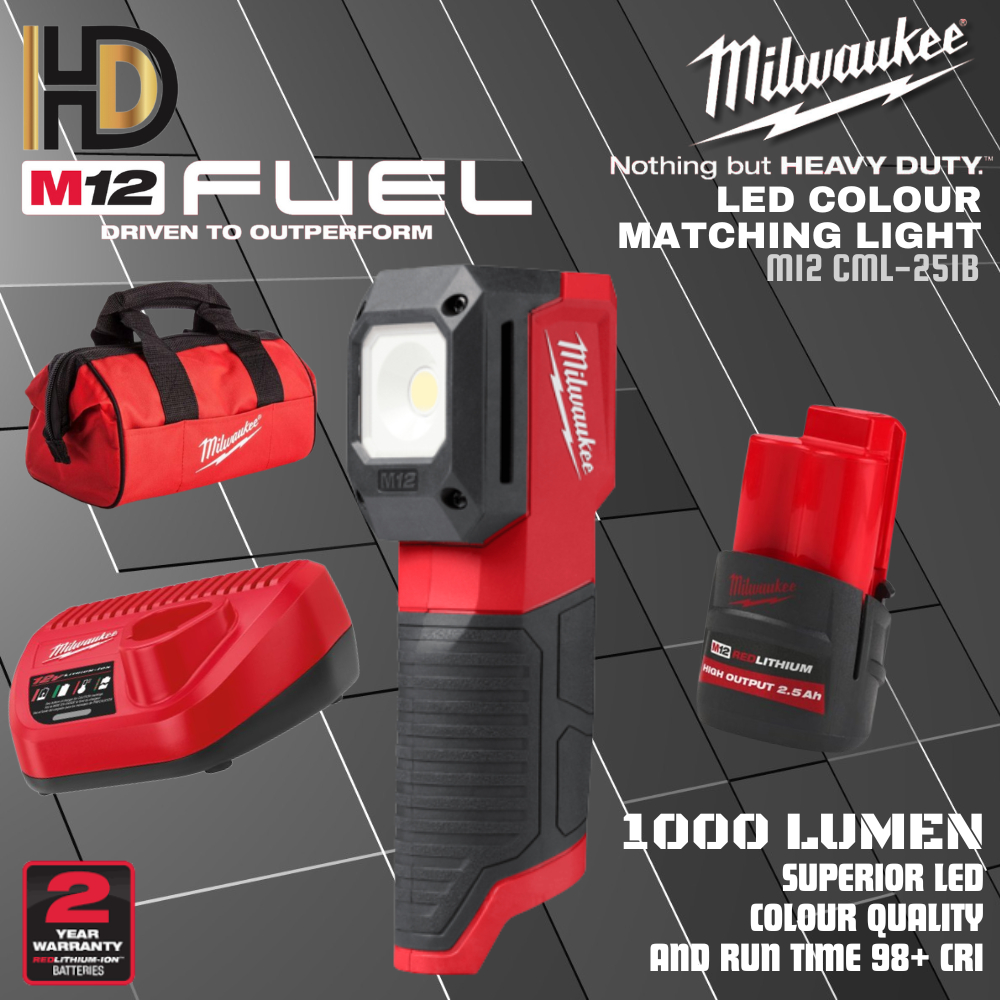 Milwaukee M12 CML LED Colour Matching Light / 1000 Lumen / Magnetic ...