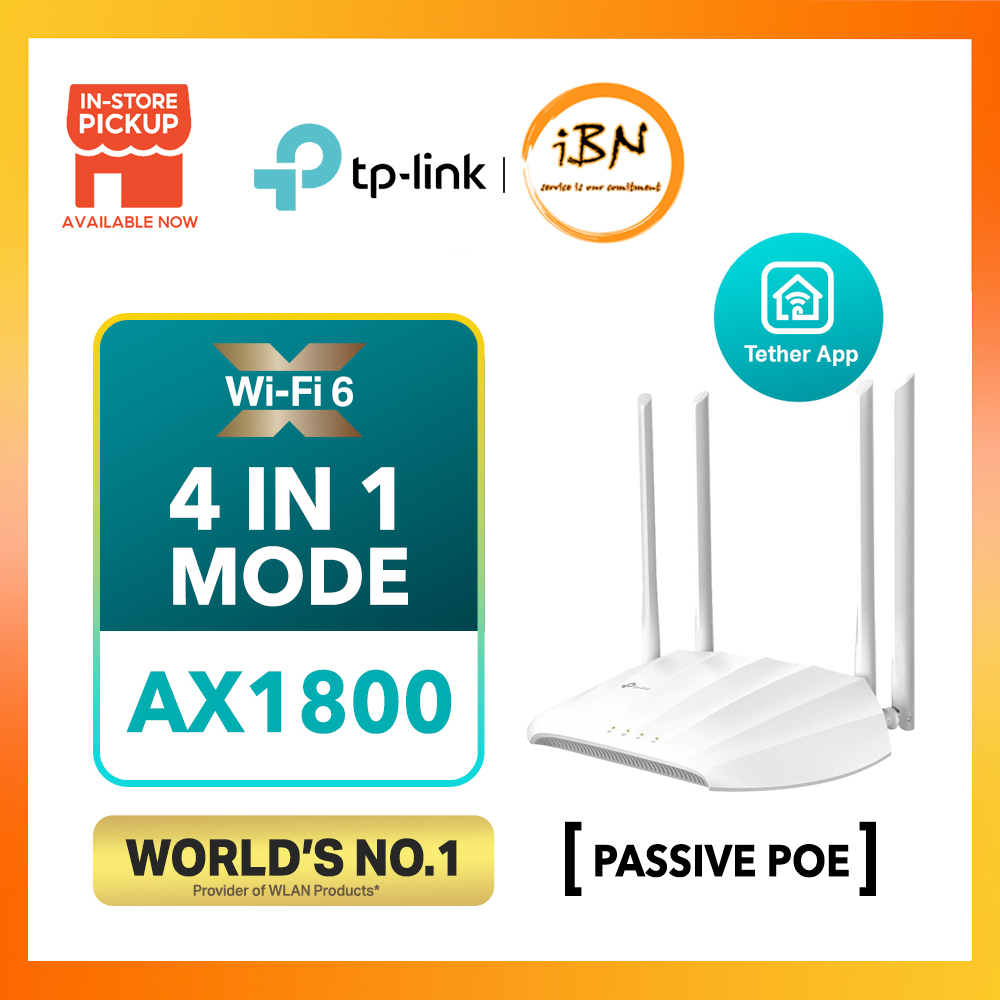 TP-Link Archer AX1800 Gigabit Wi-Fi 6 Multi-Mode 4 in 1 Access Point/Range Extender/Client/Multi ...