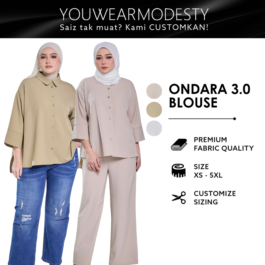 YouWearModesty Ondara 3.0 Drop Shoulder Shirt Kemeja Muslimah Plus Size ...