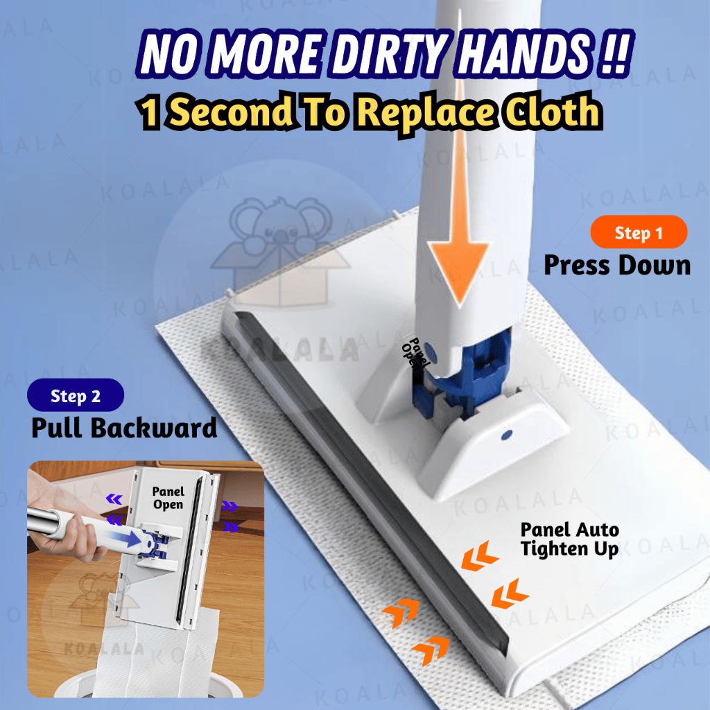 【Automatic】Lazy Mop Hands Free Mop Lantai Pakai Buang Wet Tissue Mop ...