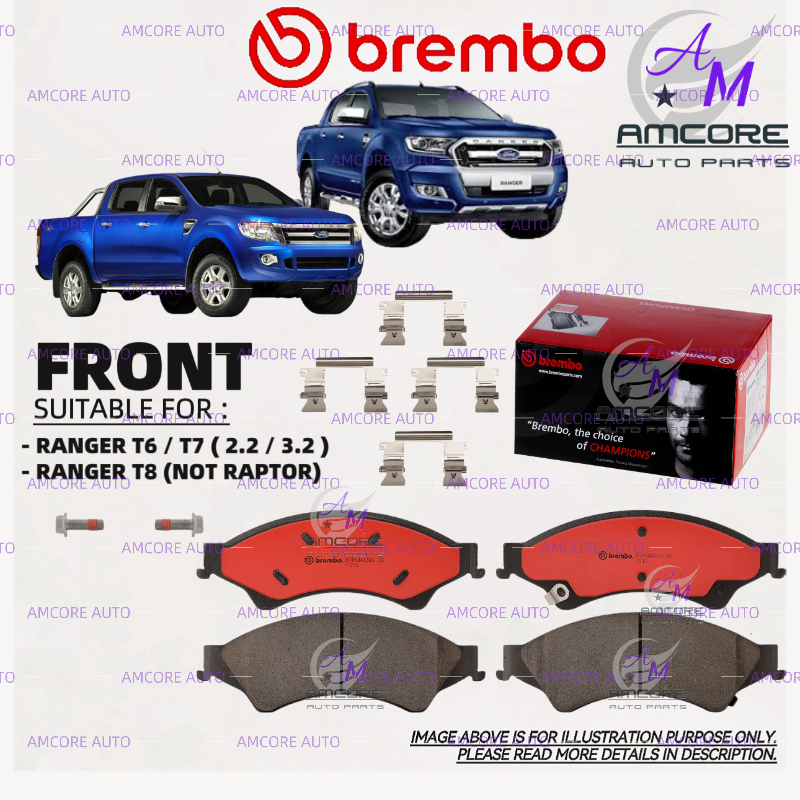 FORD RANGER T6 / T7 / T8 / T9 (NON RAPTOR) - BREMBO BRAKE PADS ...