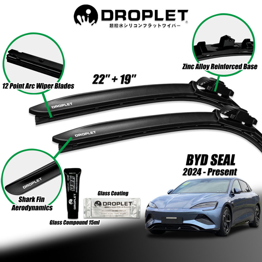 Droplet BYD SEAL Year 2024 - Present Silicone Car Wiper Blades 22/19 ...