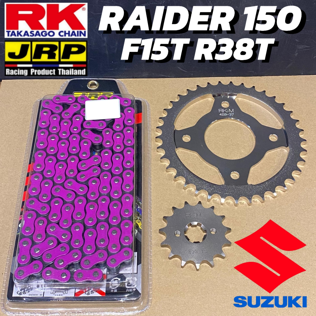RK SPROCKET SET 428 RANTAI JRP 428 PURPLE 132L SUZUKI RAIDER AXELO ...