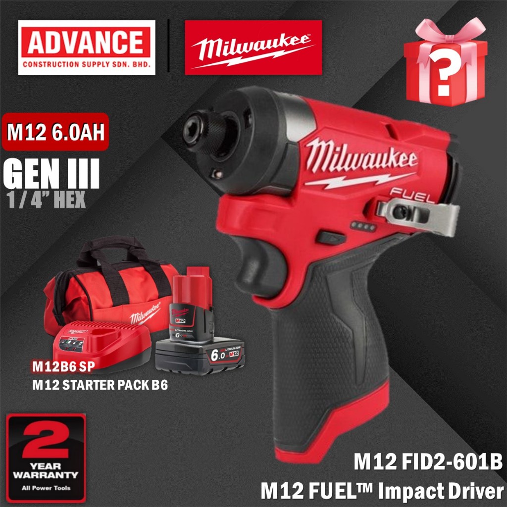 MILWAUKEE M12 FID2 | FID2-251B M12 FUEL™ Gen III 1/4" Hex Impact Driver ...
