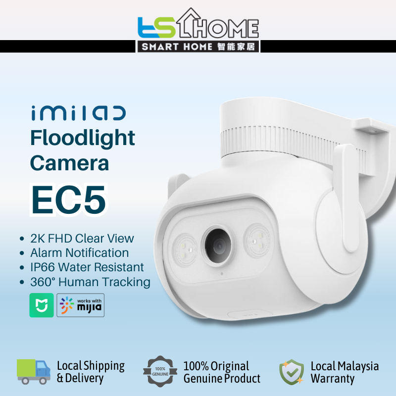 【Official】Imilab EC5 Floodlight Camera 2K Outdoor Waterproof Smart Home Wi-Fi Mi Home App link ...