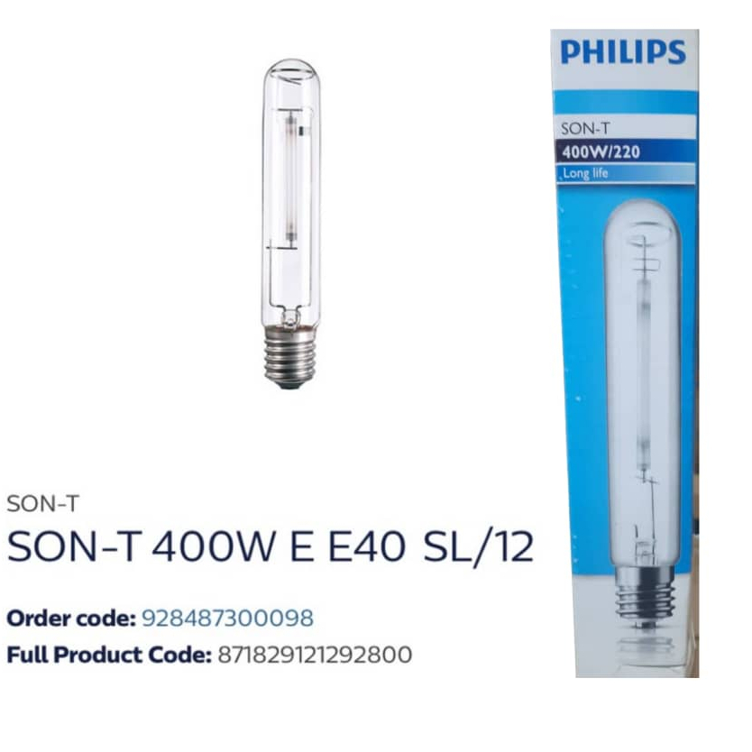 Philips 400W SL/12 SON-T Tube, E40 Lamp Holder Size, 2000K Warm White ...