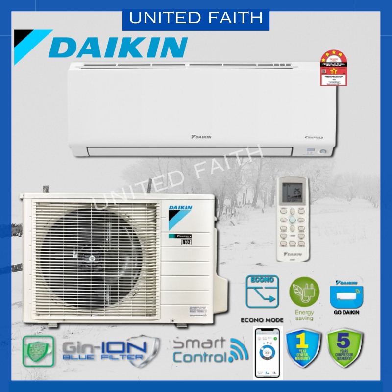 Daikin Air Conditioner Wall Mounted Standard Inverter R32 Built in Wifi 1.0HP - 2.5HP FTKF25C ...