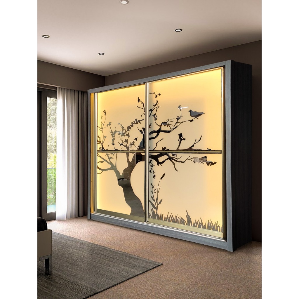 TASIBO DESIGN Series LED Light Sliding Door Wardrobe / Almari Baju ...