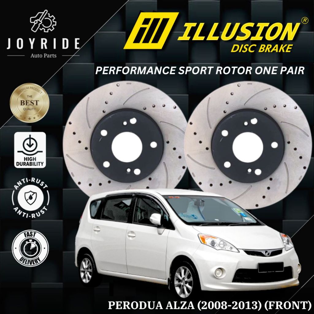 PERODUA ALZA (2008-2013) FRONT (DEPAN) DISC ROTOR VENTILATED & DRILLED ...