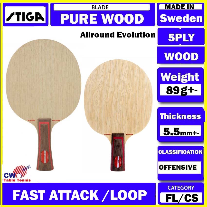 Stiga Allround Evolution 5ply Wooden Table Tannis Blade PingPong Kayu ...