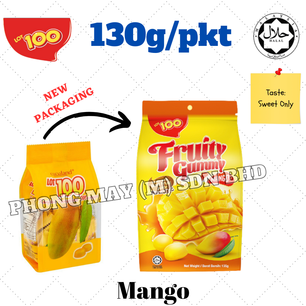 LOT100 GUMMY CANDY [130G] ASSORTED / BLACKCURRANT/ MANGO/ STRAWBERRY ...